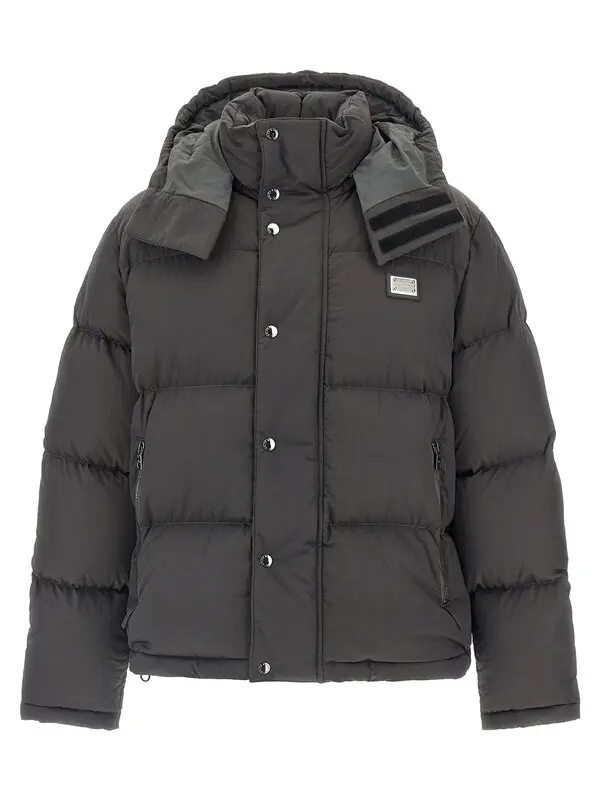 Dolce & Gabbana Quilted Down Jacket With Logo Patch