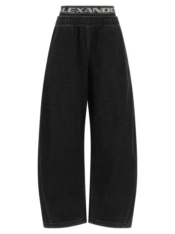 Alexander Wang Wide Leg Denim Pants - Black