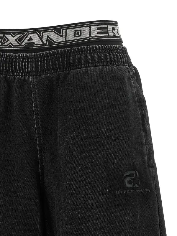 Alexander Wang Wide Leg Denim Pants - Black