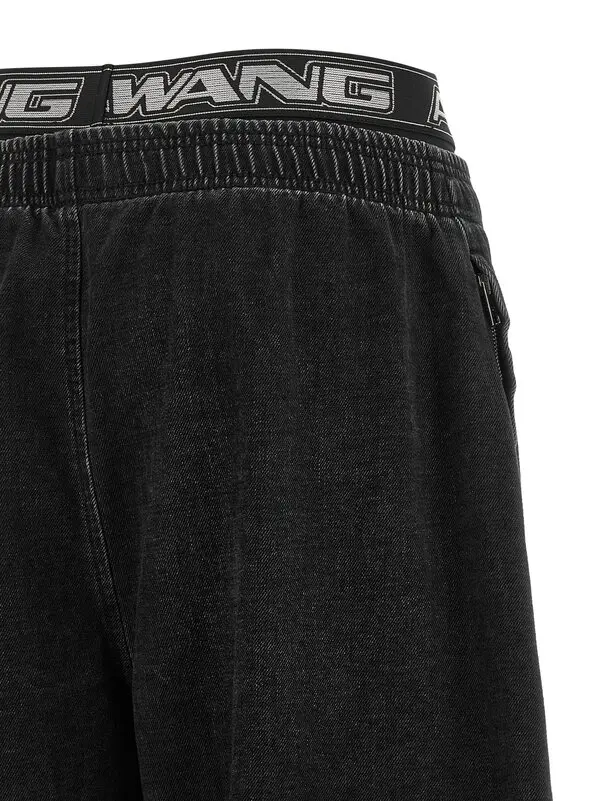 Alexander Wang Wide Leg Denim Pants - Black