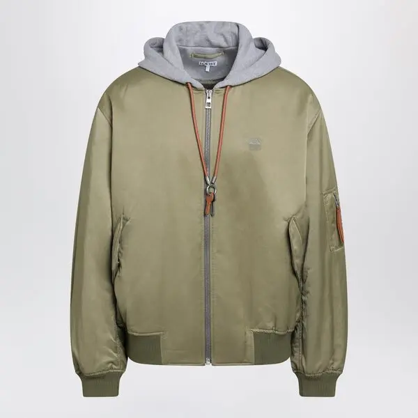 Loewe Khaki Bomber Jacket In Technical Fabric