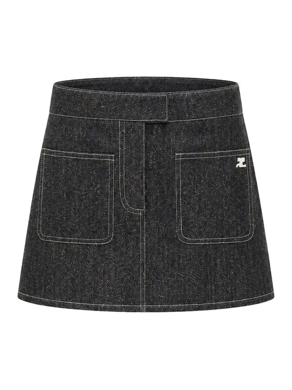 COURREGES Two-pocket Denim Tweed Miniskirt - Black