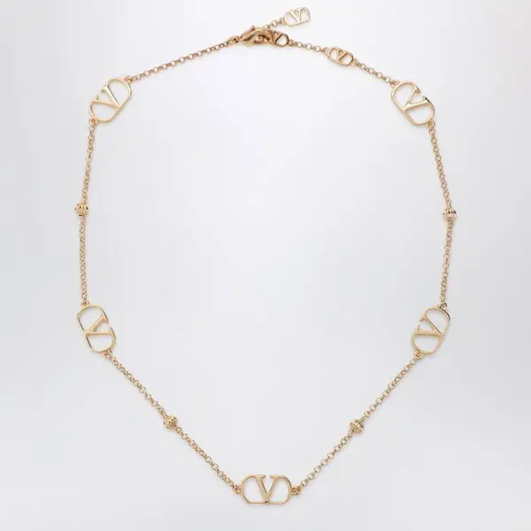 Valentino Garavani Vlogo Signature Necklace In Gold-tone Metal - Silver