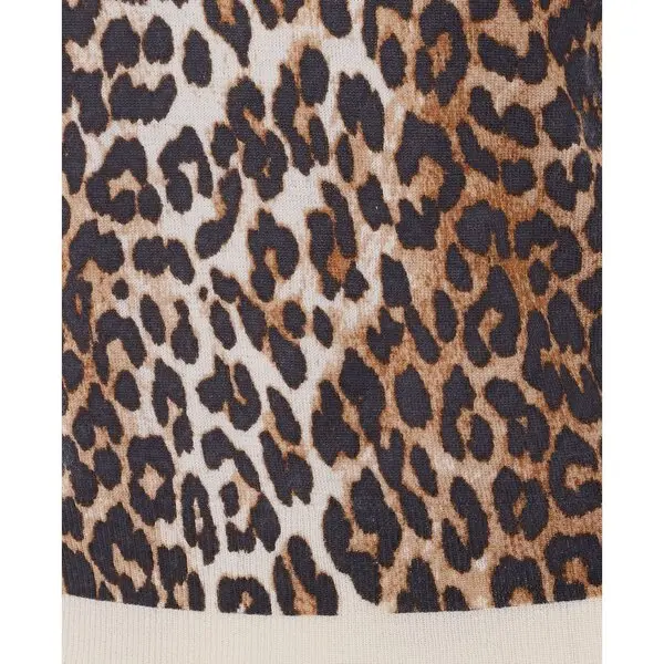 GANNI Leopard Print Turtleneck Sweater With Logo