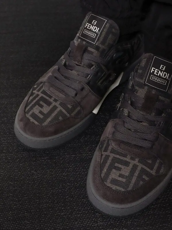 Fendi Ff Jacquard And Suede Match Sneakers