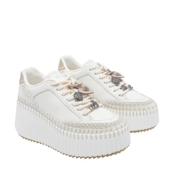 Chloé Leather And Suede Platform Sneakers
