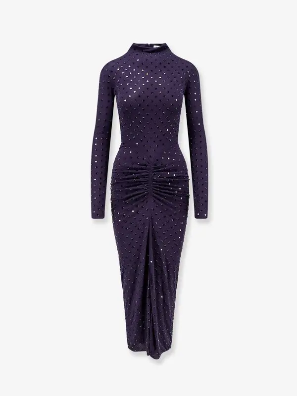 Alaïa Long Viscose Dress With All-over Rhinestones - Multicolor