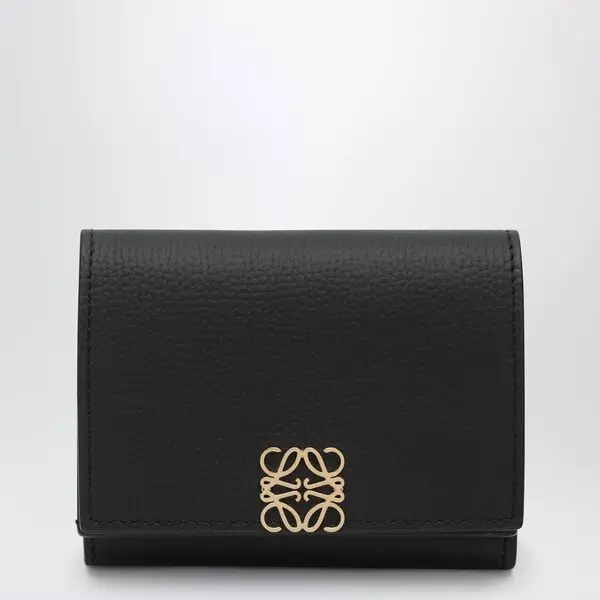 Loewe Anagram Trifold Wallet In Leather - Black