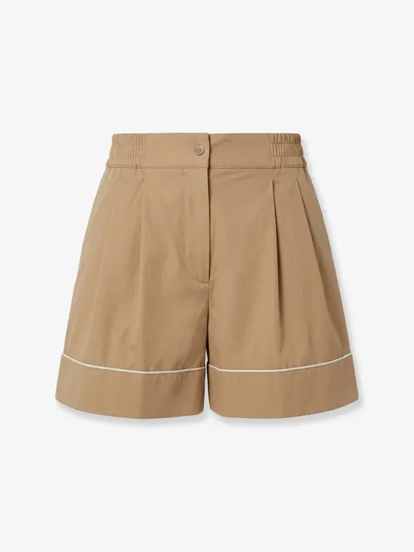 Moncler Beige Cotton Blend Shorts - Cream