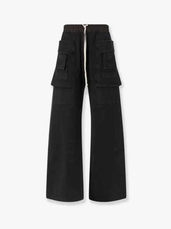 Rick Owens Cotton Cargo Trousers - Black