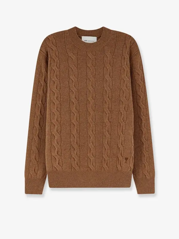 AMI Paris Braided Knit Wool Sweater
