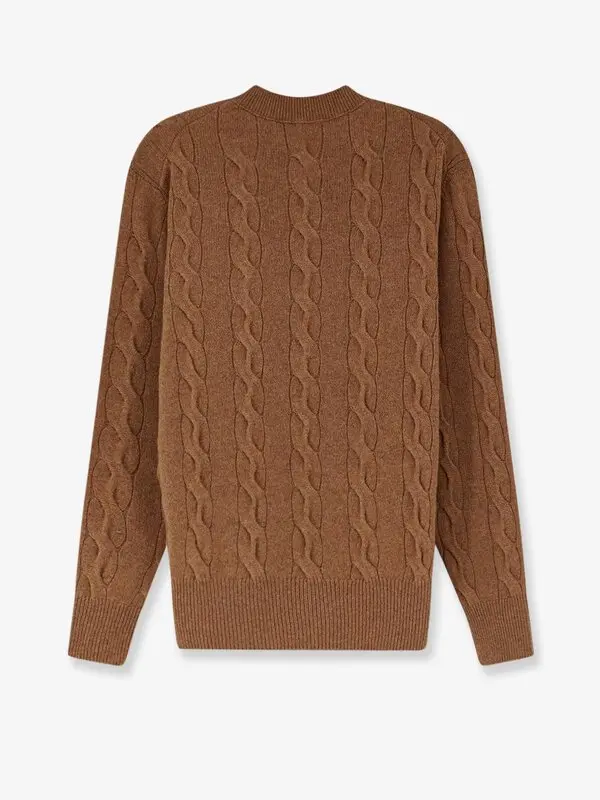AMI Paris Braided Knit Wool Sweater - Brown