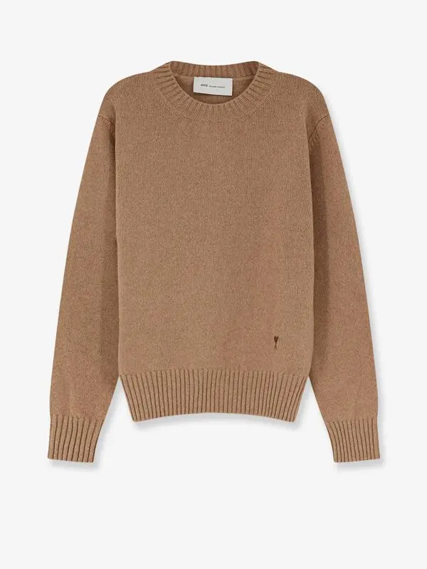 AMI Paris Cashmere Crew Neck Sweater - Brown