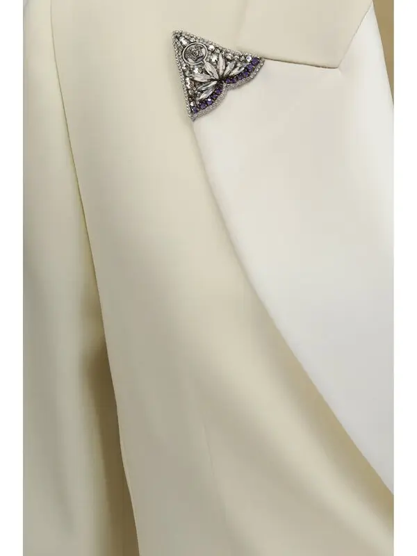 Versace Stretch Wool Blazer With Embroidered Lapels