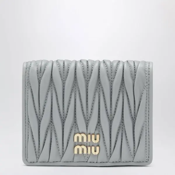 Miu Miu Pearl Matelasse Nappa Leather Wallet - Gray
