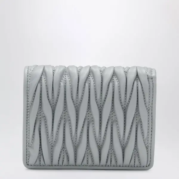 Miu Miu Pearl Matelasse Nappa Leather Wallet - Gray
