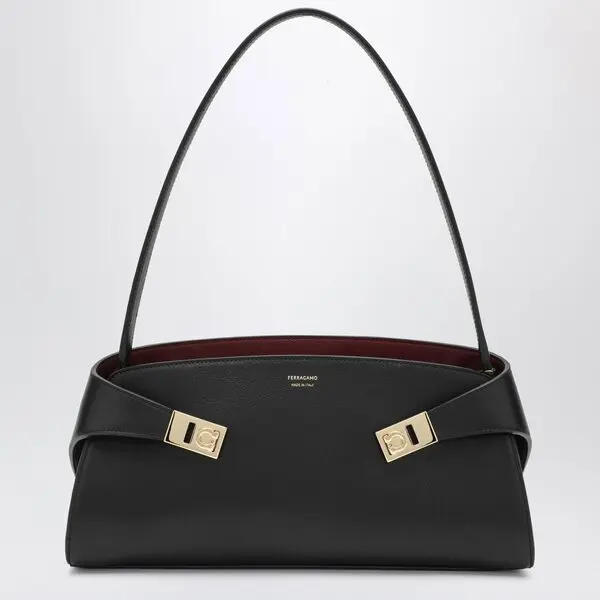 FERRAGAMO Hug East-west Shoulder Bag In Burgundy Calfskin - Black