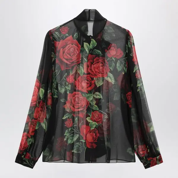 Dolce & Gabbana Rose-print Silk Chiffon Blouse