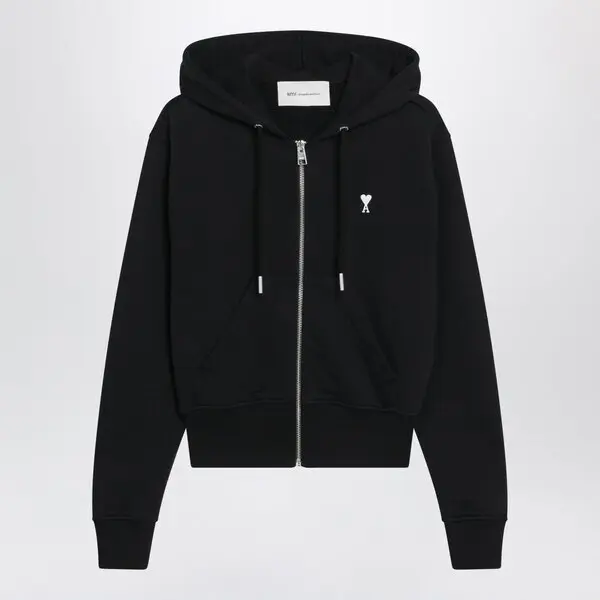 AMI Paris De Coeur Zip-up Sweatshirt - Black