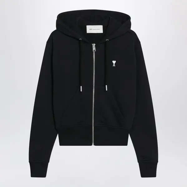 AMI Paris De Coeur Zip-up Sweatshirt - Black