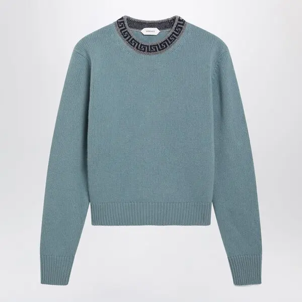Versace Wool And Cashmere Blend Crewneck Sweater - Blue