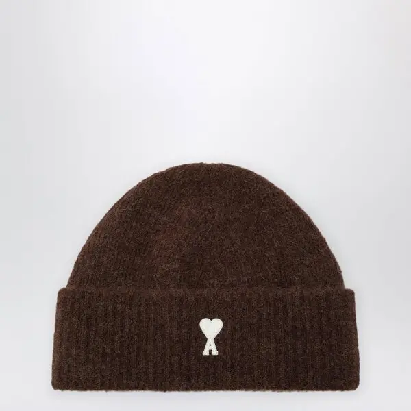 AMI Paris De Coeur Wool-blend Beanie - Brown