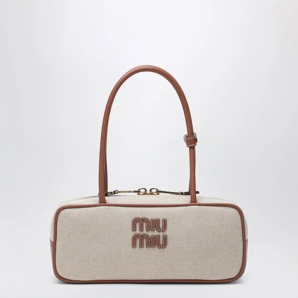 Miu Miu Canvas And Leather Small Beau Bag - Cream