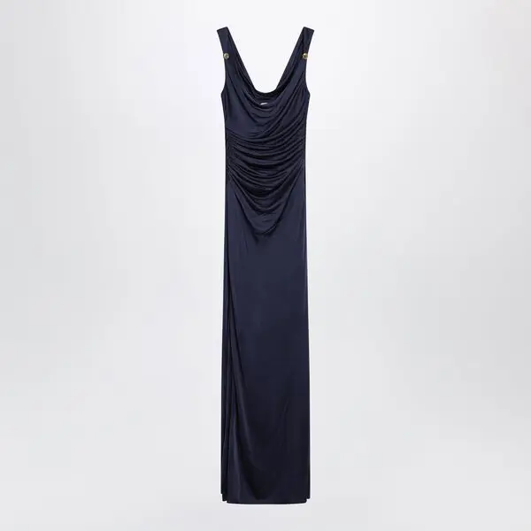 Versace Navy Viscose Jersey Evening Dress