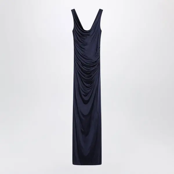 Versace Navy Viscose Jersey Evening Dress - Blue
