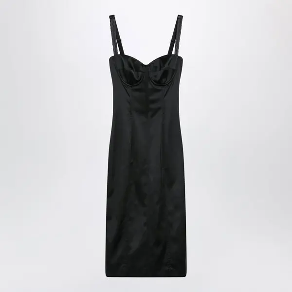 Dolce & Gabbana Satin Bustier Midi Dress - Black