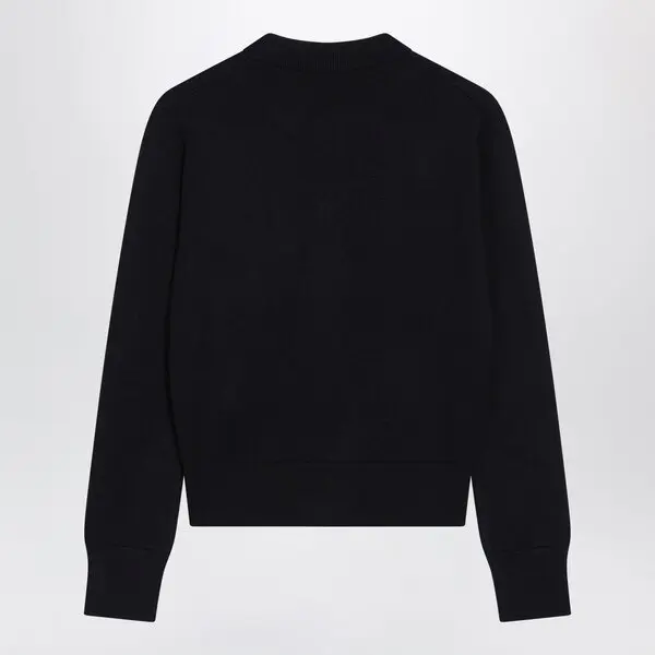 AMI Paris Navy De Coeur Wool Cardigan