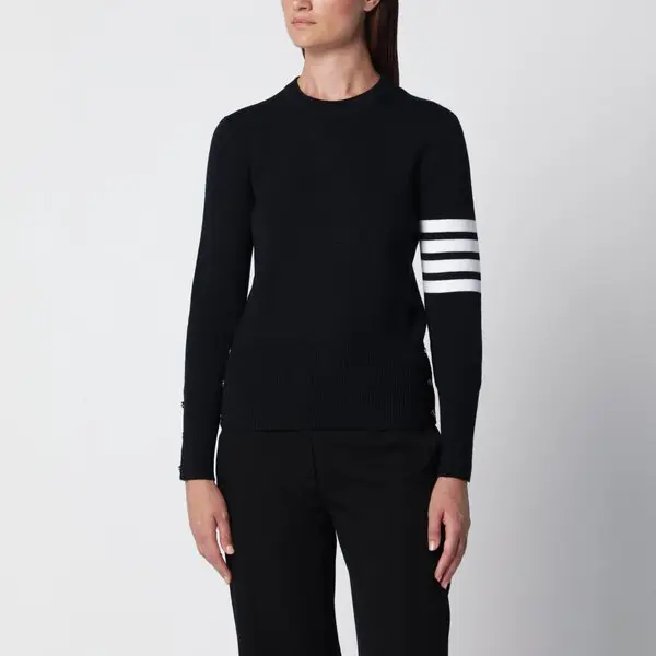 Thom Browne 4-bar Crew-neck Wool Sweater - Blue