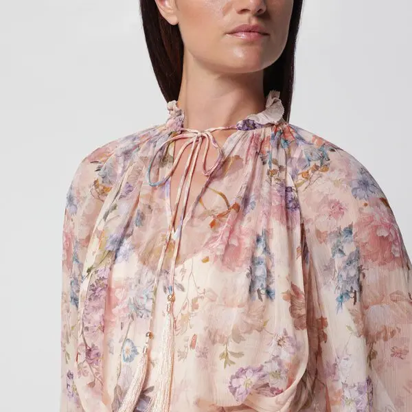Zimmermann Valiant Floral-print Viscose Blouse - Pink