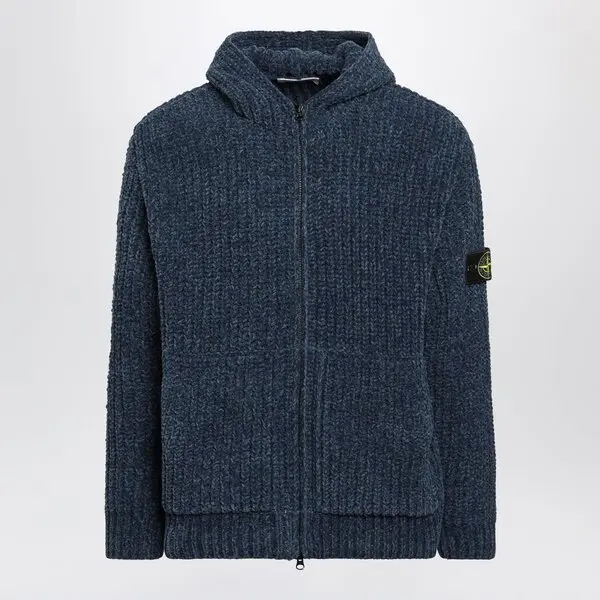 Stone Island Steel Chenille Zip-up Hoodie - Blue