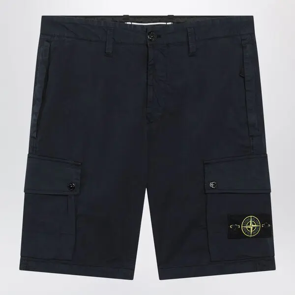 Stone Island Navy Stretch Cotton Cargo Shorts