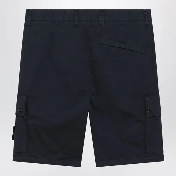 Stone Island Navy Stretch Cotton Cargo Shorts