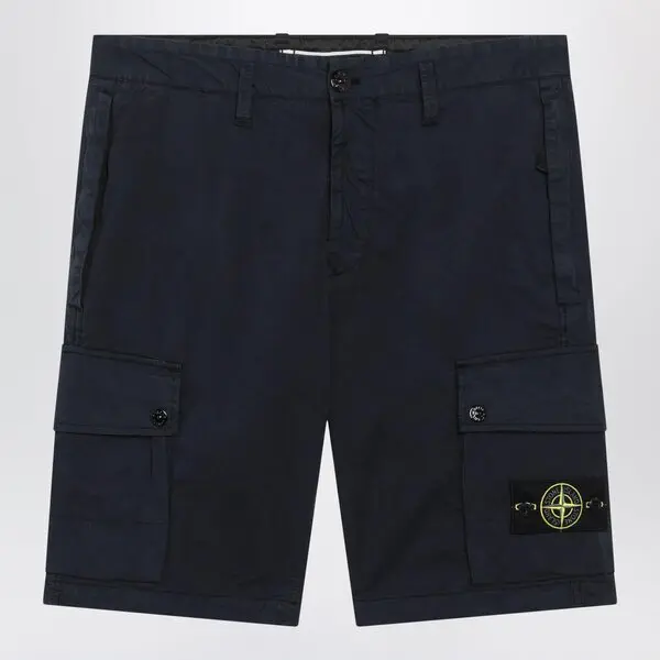 Stone Island Stretch Cotton Cargo Bermuda Shorts - Blue