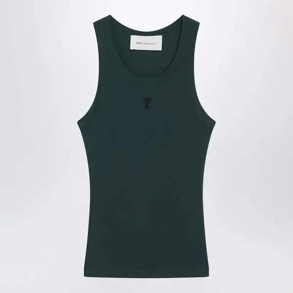 AMI Paris De Coeur Tank Top - Green