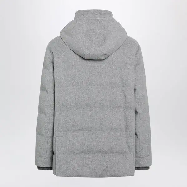 Brunello Cucinelli Light Grey Wool Parka