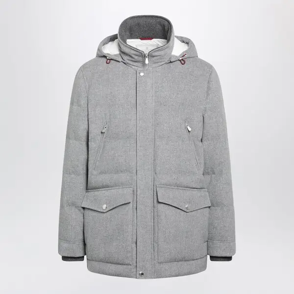 Brunello Cucinelli Wool Parka With Down And Goose Feather Padding - Gray