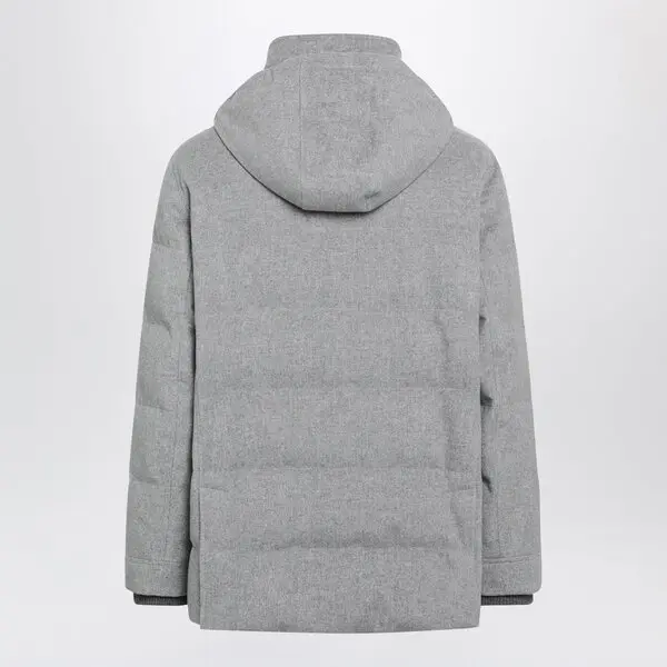 Brunello Cucinelli Wool Parka With Down And Goose Feather Padding - Gray