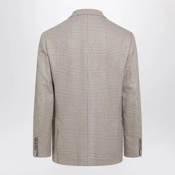 Brunello Cucinelli Camel Prince Of Wales Check Single-breasted Jacket - Cream