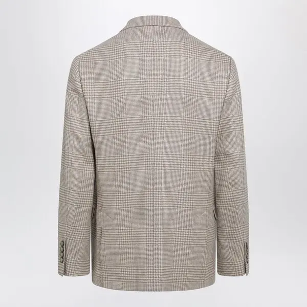 Brunello Cucinelli Camel Prince Of Wales Check Single-breasted Jacket - Cream