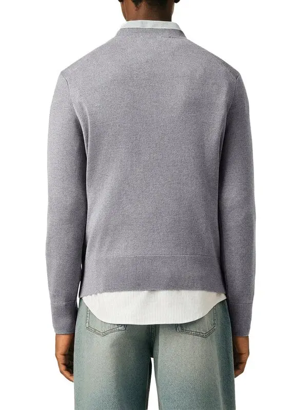 AMI Paris De Coeur Merino Wool Crewneck Sweater - Gray