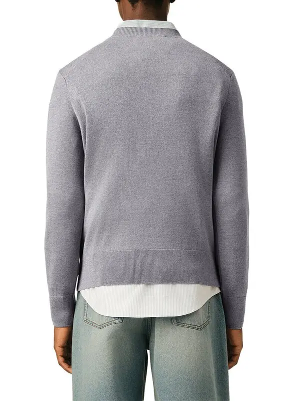 AMI Paris De Coeur Merino Wool Crewneck Sweater - Gray