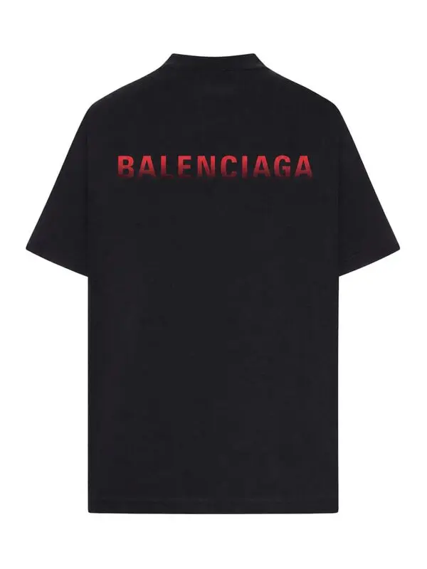 Balenciaga Oversized T-shirt With Gradient Print On The Back - Black