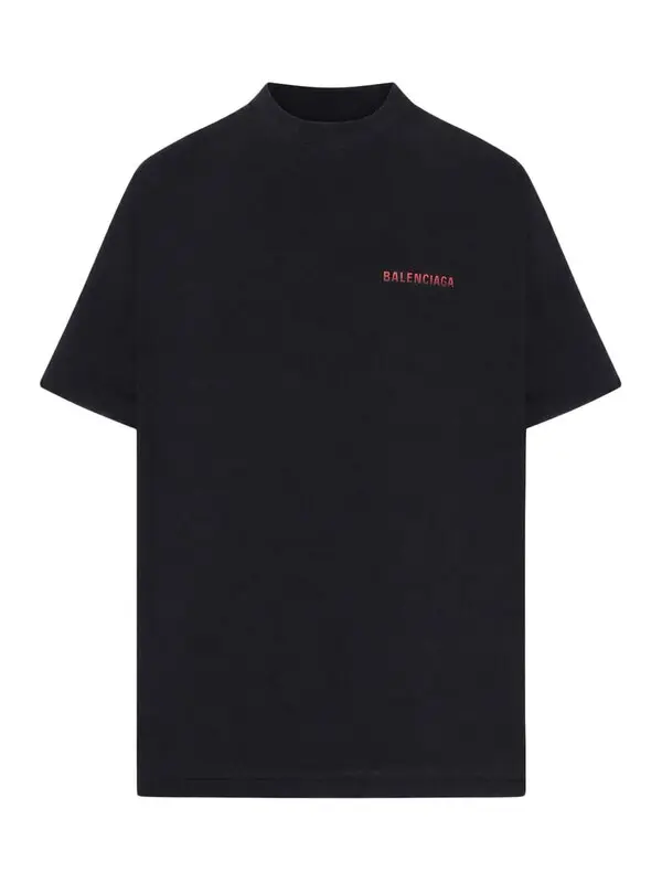 Balenciaga Oversized T-shirt With Gradient Print On The Back - Black