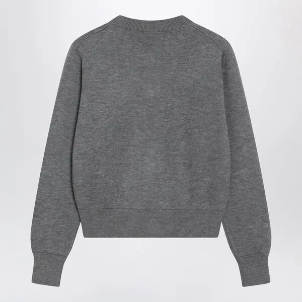 AMI Paris Grey De Coeur Wool Cardigan
