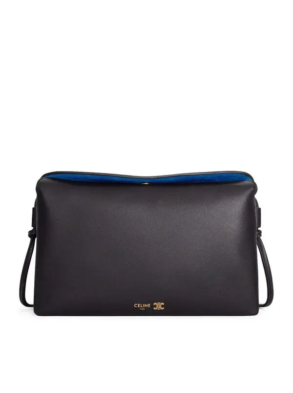 Celine Trio With Flap In Smooth Calfskin - Black