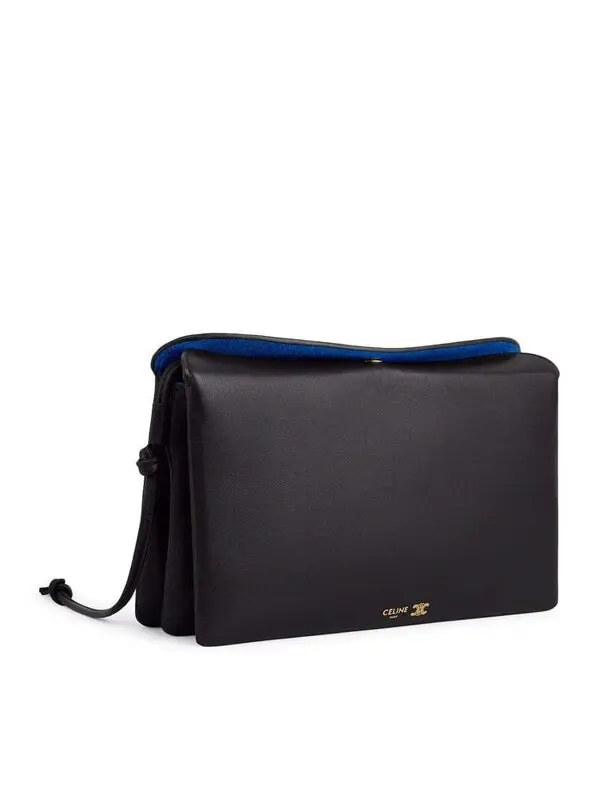Celine Trio With Flap In Smooth Calfskin - Black